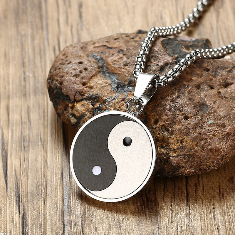Tai Chi Bagua Yin Yang Fish Pendant, Stainless Steel, Taoist Jewelry ...