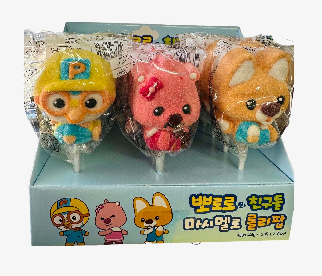 Pororo and Friends Marshmallow Lollipop 韓国 ポロロ＆フレンズ ロリポップマシュマロ ...